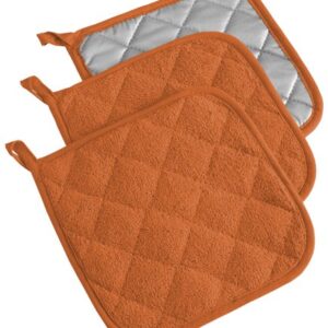 DII Basic Terry Collection Quilted 100% Cotton, Potholder, Spice, 3 Piece