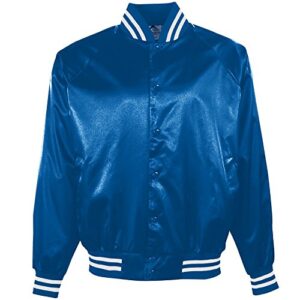 augusta sportswear augusta satin baseball jacket/striped trim, royal/white, large