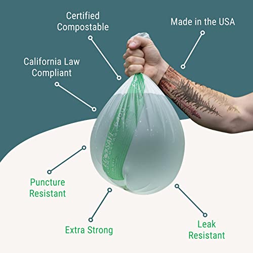 EcoSafe-6400 CP1617-6 Certified Compostable Bag - 16x17” Green Bags for 2.5 Gallon Bin - Extra Strong Leak, Puncture and Tear Resistant Food Scraps Bin Liners, Pack of 90