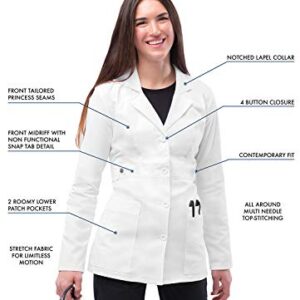 Adar Universal Stretch Lab Coat for Women - 28" Tab-Waist Lab Coat - 3300 - White - 3X