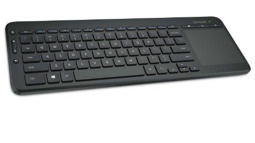 Microsoft Wireless All-In-One Media Keyboard,Black - Wireless Keyboard with Track Pad. USB Wireless Receiver. Spill Resistant Design. 2AAA Batteries Included.