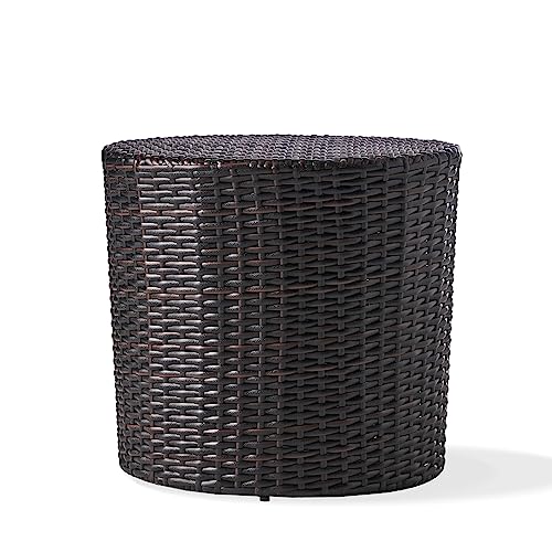 Christopher Knight Home Keaton Wicker Barrel Side Table, Multibrown 16.75 inches high x 17.5 inches wide 17.5 inches deep