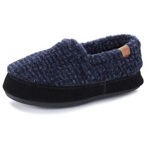 acorn moc slipper, blue check, us 1-2 unisex little kid