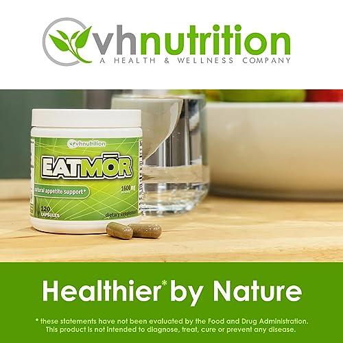 VH Nutrition Eatmor | Appetite Stimulant* Weight Gain Pills* for Men and Women | Formulated with Gentian, Ginger, Alfalfa | 120 Capsules