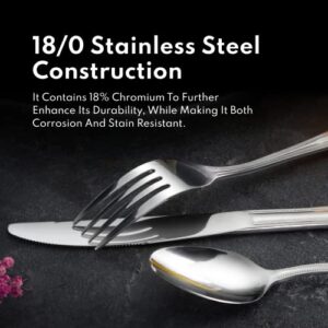 New Star Foodservice 58857 Rose Pattern, 18/0 Stainless Steel, (60 Piece Flatware Set)