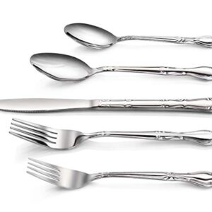 New Star Foodservice 58857 Rose Pattern, 18/0 Stainless Steel, (60 Piece Flatware Set)