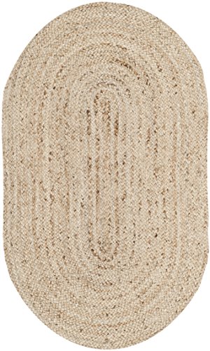 SAFAVIEH Cape Cod Collection Area Rug - 4' x 6' Oval, Natural, Handmade Flat Weave Jute, Ideal for High Traffic Areas in Living Room, Bedroom (CAP252A)