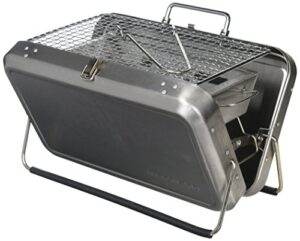 kikkerland bq01 portable bbq suitcase, silver