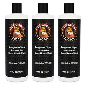 joe cool cigar propylene glycol humidor solution for cigar humidifiers (16 oz bottles) - 3 pack