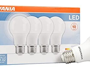 SYLVANIA LED Light Bulb, 60W Equivalent A19, Efficient 8.5W, Medium Base, Frosted Finish, 800 Lumens, Bright White - 4 Pack (79704)