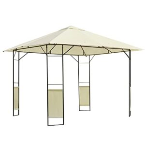 outsunny 10' x 10' patio gazebo, outdoor gazebo modern canopy shelter with vents roof and steel decorative columns, for garden, lawn, backyard and deck