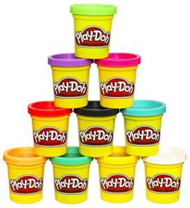 play-doh modeling compound 10-pack case of colors, perfect for halloween treat bags, non-toxic, assorted, 2 oz. cans, 2+, multicolor (amazon exclusive)