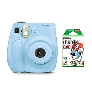 fujifilm instax mini 7s light blue + 10 exposures instant film camera (new)