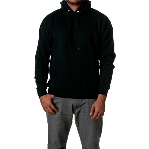 Hanes Men's Pullover EcoSmart Hooded Sweatshirt, Black, Large