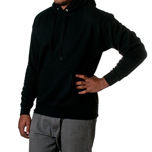 Hanes Men's Pullover EcoSmart Hooded Sweatshirt, Black, Large