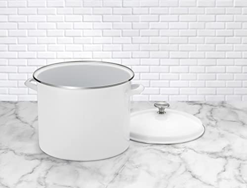 Cuisinart Enamel Stockpot with Cover, 16-Quart, White