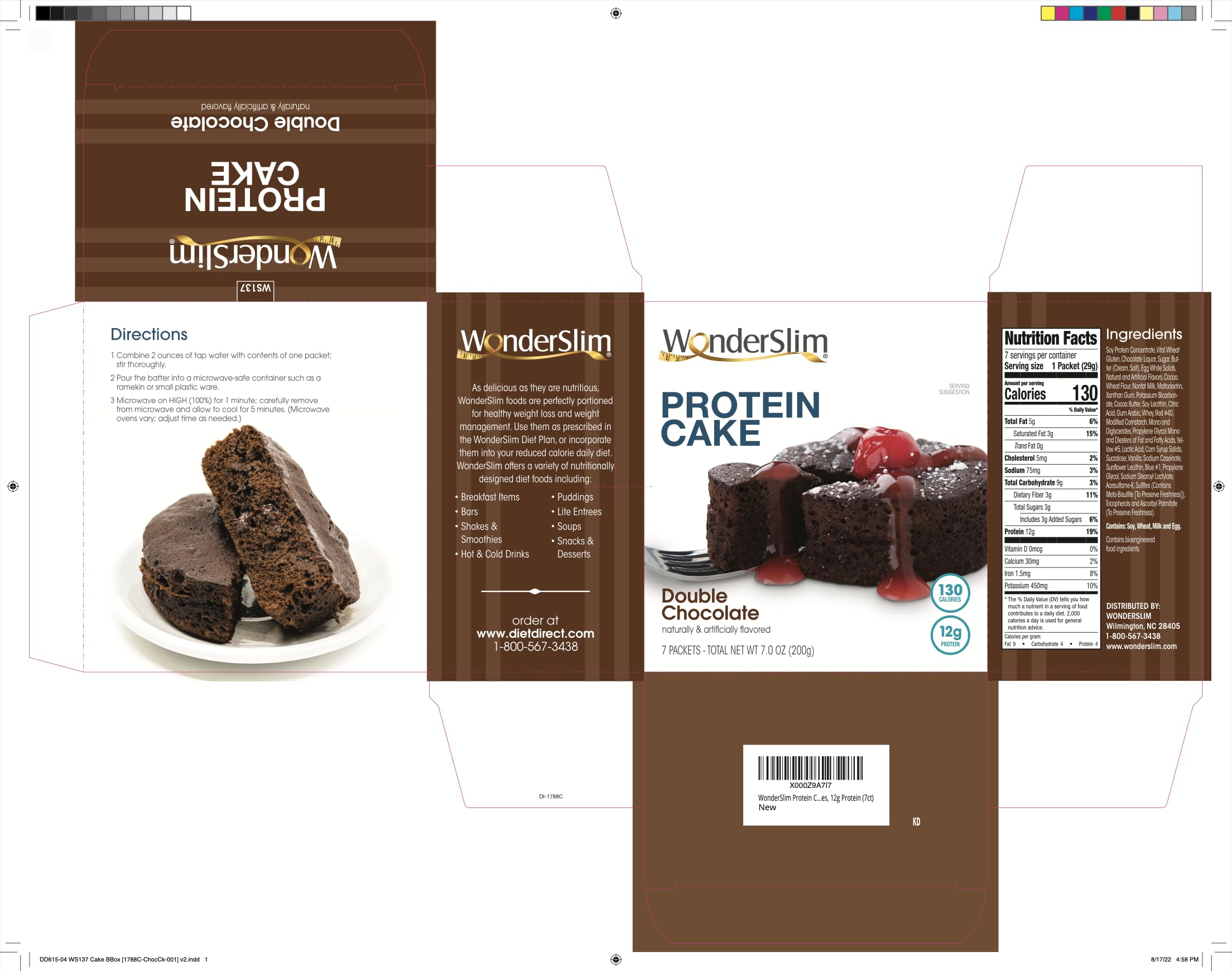 WonderSlim Protein Cake Mix, Double Chocolate, 130 Calories, 12g Protein (7ct)