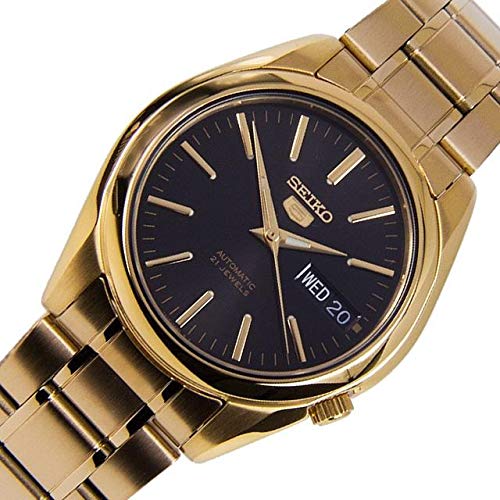 Seiko 5 #SNKL50 Men's Gold Tone Stainless Steel Black Dial Automatic Watch