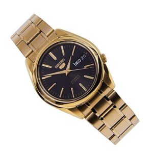 Seiko 5 #SNKL50 Men's Gold Tone Stainless Steel Black Dial Automatic Watch