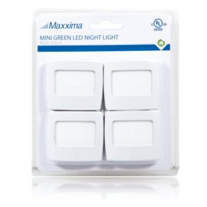 Maxxima Mini Green Always On LED Night Light - Ideal Plug-in Lighting for Bedrooms, Bathrooms, Kitchens, Kids' Nursery, Hallways, Stairs or Any Dark Room or Space at Home - 4 Pack