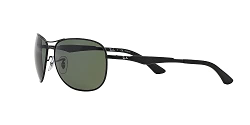 Ray-Ban Men's RB3519 Aviator Sunglasses, Matte Black/Green Polarized, 59 mm