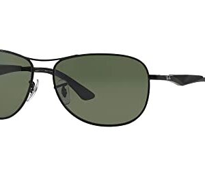 Ray-Ban Men's RB3519 Aviator Sunglasses, Matte Black/Green Polarized, 59 mm