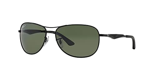 Ray-Ban Men's RB3519 Aviator Sunglasses, Matte Black/Green Polarized, 59 mm