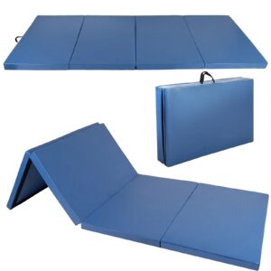 polar aurora 4'x8'x2 multipe colors thick folding gymnastics gym exercise aerobics mats stretching fitness yoga 10 colors (blue)