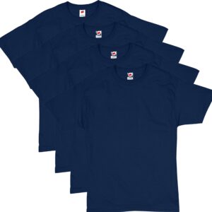 Hanes mens Essentials Short Sleeve T-shirt Value Pack (4-pack) athletic t shirts, Navy, Medium US