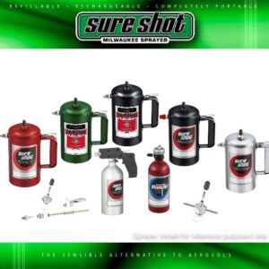 Sure Shot 8000PL16 Oz. Model B Sprayer - Compact Aluminum with Red Exterior, Viton® Seals, and Electroless Nickel Plating for Enhanced Chemical Resistance