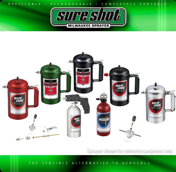 Sure Shot 8000PL16 Oz. Model B Sprayer - Compact Aluminum with Red Exterior, Viton® Seals, and Electroless Nickel Plating for Enhanced Chemical Resistance