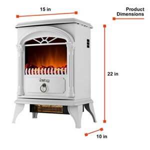 e-Flame USA Hamilton Indoor Compact Freestanding Electric Fireplace Space Heater - Realistic 3-D Wood Burning Flame (Winter White)