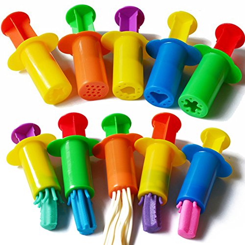 RIMOBUL 10 Pack Clay Dough Tools Set & Play Dough Non-Toxic Modeling Dough Extruders Set - Assorted Colors