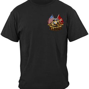 US Marine Corps Short Sleeve Shirts, 100% Cotton Casual Mens Shirts, Show Your Pride with Our Double Flag Gold Globe Marine Corps Foil Stamp Unisex T-Shirts for Men or Women (Large)