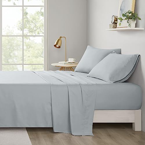 Intelligent Design Microfiber Bed Sheet Set Wrinkle Resistant, Soft Sheets with 12" Pocket, Modern, All Season, Cozy Bedding-Set, Matching Pillow Case, King, Grey, 4 Piece