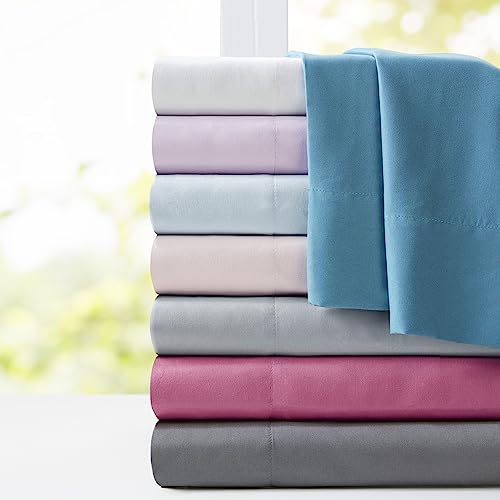 Intelligent Design Microfiber Bed Sheet Set Wrinkle Resistant, Soft Sheets with 12" Pocket, Modern, All Season, Cozy Bedding-Set, Matching Pillow Case, King, Grey, 4 Piece