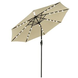 yescom 9ft 32 solar powered led light outdoor patio umbrella with 8 rib crank tilt for table market beach pool cafe deck