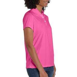 Hanes Sport Women's Cool DRI Performance Polo,Wow Pink,Large