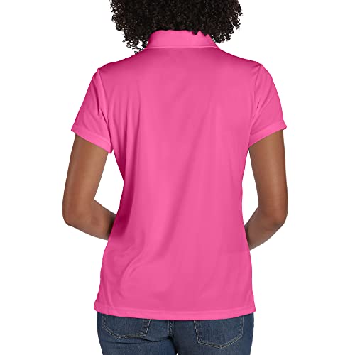 Hanes Sport Women's Cool DRI Performance Polo,Wow Pink,Large