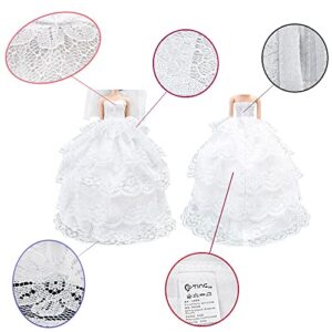 E-TING Handmade Wedding Evening Party Dress Clothes Gown Veil for Girl Dolls (White)