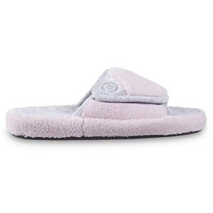 isotoner Women's Terry Spa Slip On Slide Slipper with Memory Foam for Indoor/Outdoor Comfort, Petal Pink, 7.5-8