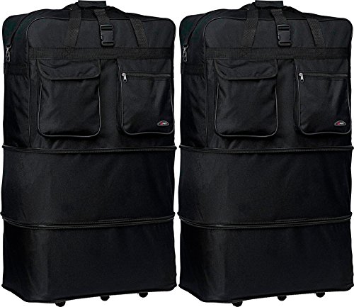 Pack of 2, 36" Expandable Wheeled Bags Rolling Duffel Spinner Luggage