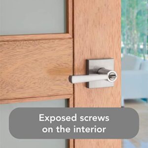 Baldwin Spyglass , Entry Door Handle Reversible Lever with Keyed Lock Featuring SmartKey Re-key Technology and Microban Protection, in Satin Nickel