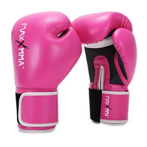 maxxmma pro style boxing gloves for men & women, training heavy bag workout mitts muay thai sparring kickboxing punching bagwork fight gloves (pink, 10 oz.)