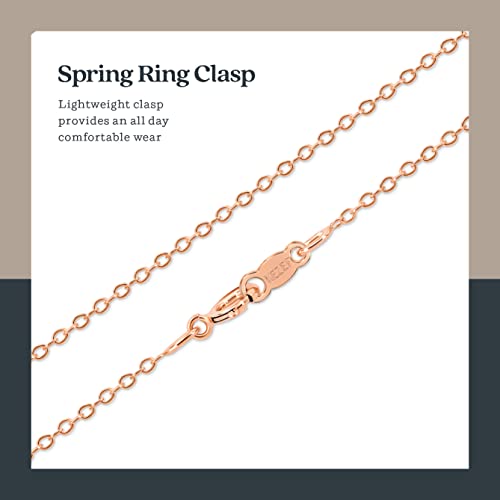 KEZEF Cable Chain Necklace Sterling Silver Italian 1.3mm Rose Gold Plated Nickel Free 20 inch