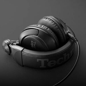 Technics Professional DJ Headphones with 40mm CCAW Voice Coil Drivers, 270° Swivel Housing and Locking Detachable Cord; Lightweight, Foldable High Input - EAH-DJ1200 (Black)