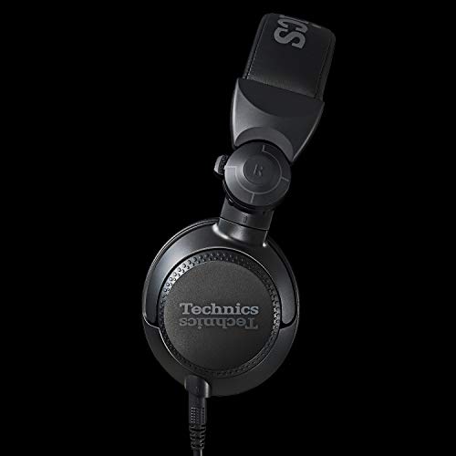 Technics Professional DJ Headphones with 40mm CCAW Voice Coil Drivers, 270° Swivel Housing and Locking Detachable Cord; Lightweight, Foldable High Input - EAH-DJ1200 (Black)