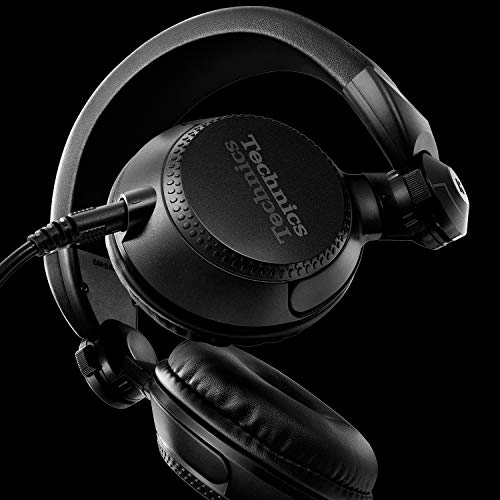 Technics Professional DJ Headphones with 40mm CCAW Voice Coil Drivers, 270° Swivel Housing and Locking Detachable Cord; Lightweight, Foldable High Input - EAH-DJ1200 (Black)