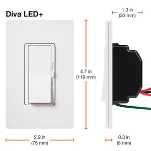 Lutron Diva LED+ Dimmer Switch for Dimmable LED, Halogen and Incandescent Bulbs, 250W/Single-Pole or 3-Way, DVCL-253P-LA, Light Almond