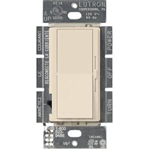 lutron diva led+ dimmer switch for dimmable led, halogen and incandescent bulbs, 250w/single-pole or 3-way, dvcl-253p-la, light almond